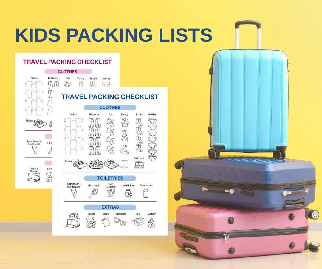 Printable Children's Packing List, Visual Packing List, Kid Packing ...
