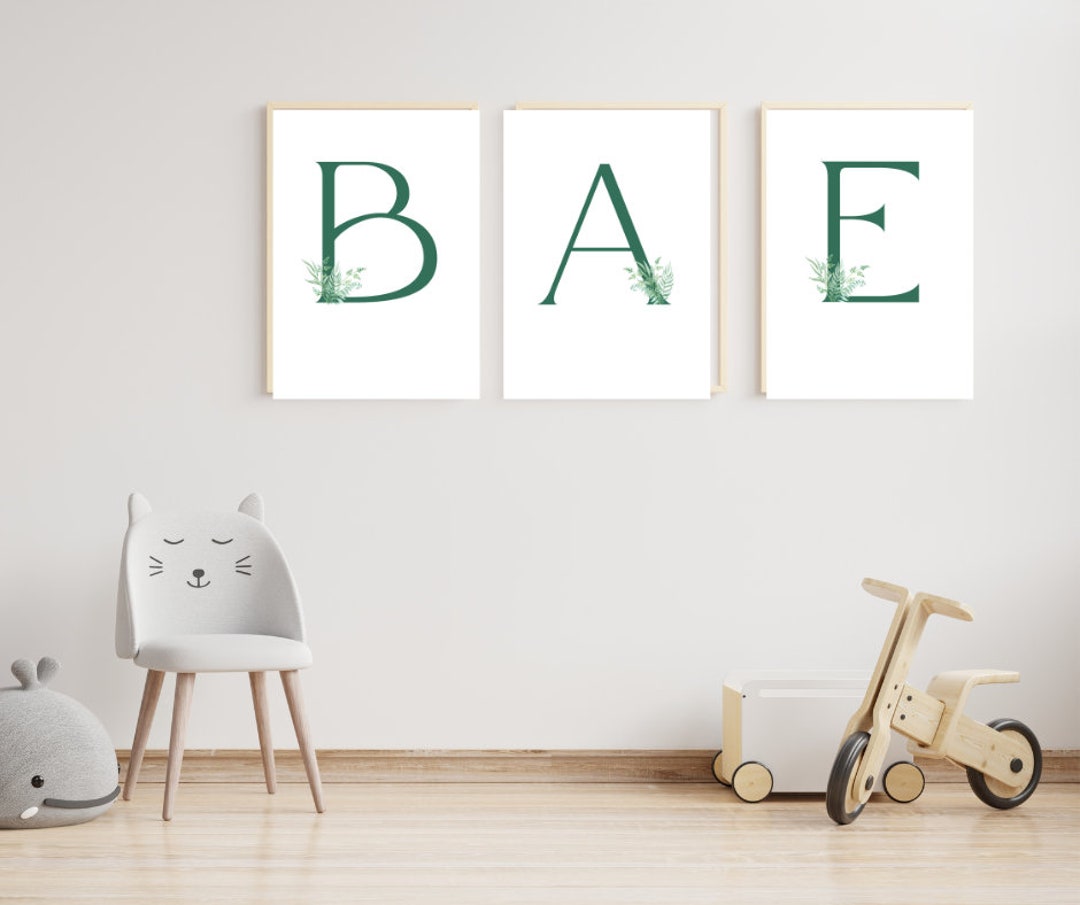 Greenery Alphabet Printables, PRINTABLE Wall Art, Initial Wall Art ...