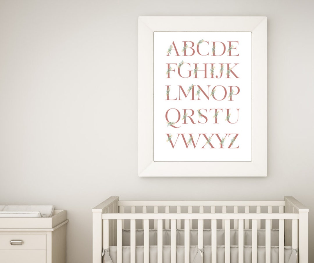 Floral Pink Alphabet Printable, PRINTABLE Wall Art, Alphabet Wall Art ...