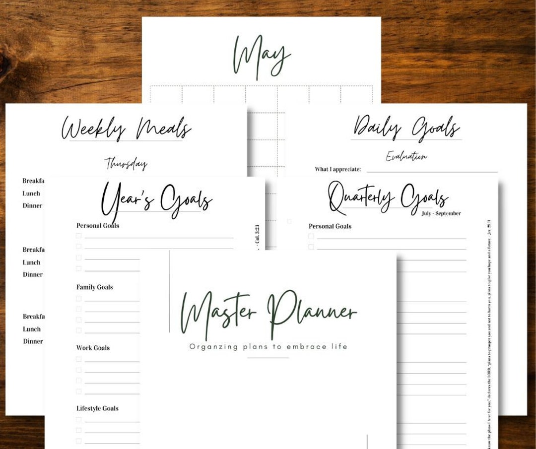 Inspirational Daily Planner, Yearly Planner, Printable Planner Page ...