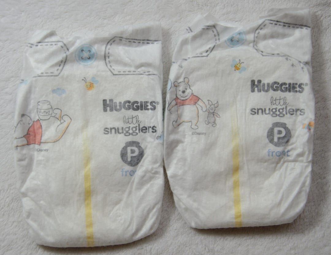 Set of 3 Huggies Pooh Print Preemie Diapers. Fits 14-17" Dolls. Reborn ...