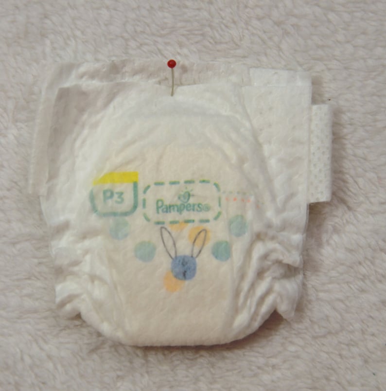 2 Micro Preemie Pampers Diapers. Tiny Diapers for Reborn Dolls ...