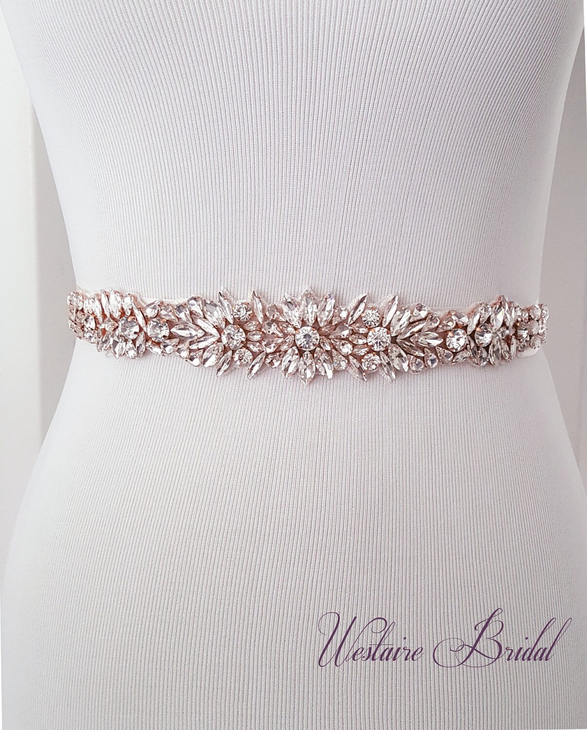Wedding Belt, Crystal Bridal Belt, Rose Gold Bridal Sash, Beaded ...