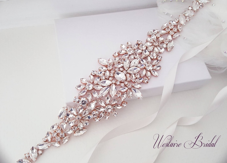 Crystal Belt Sash Wedding Crystal Sash Rose Gold Sash Girl - Etsy