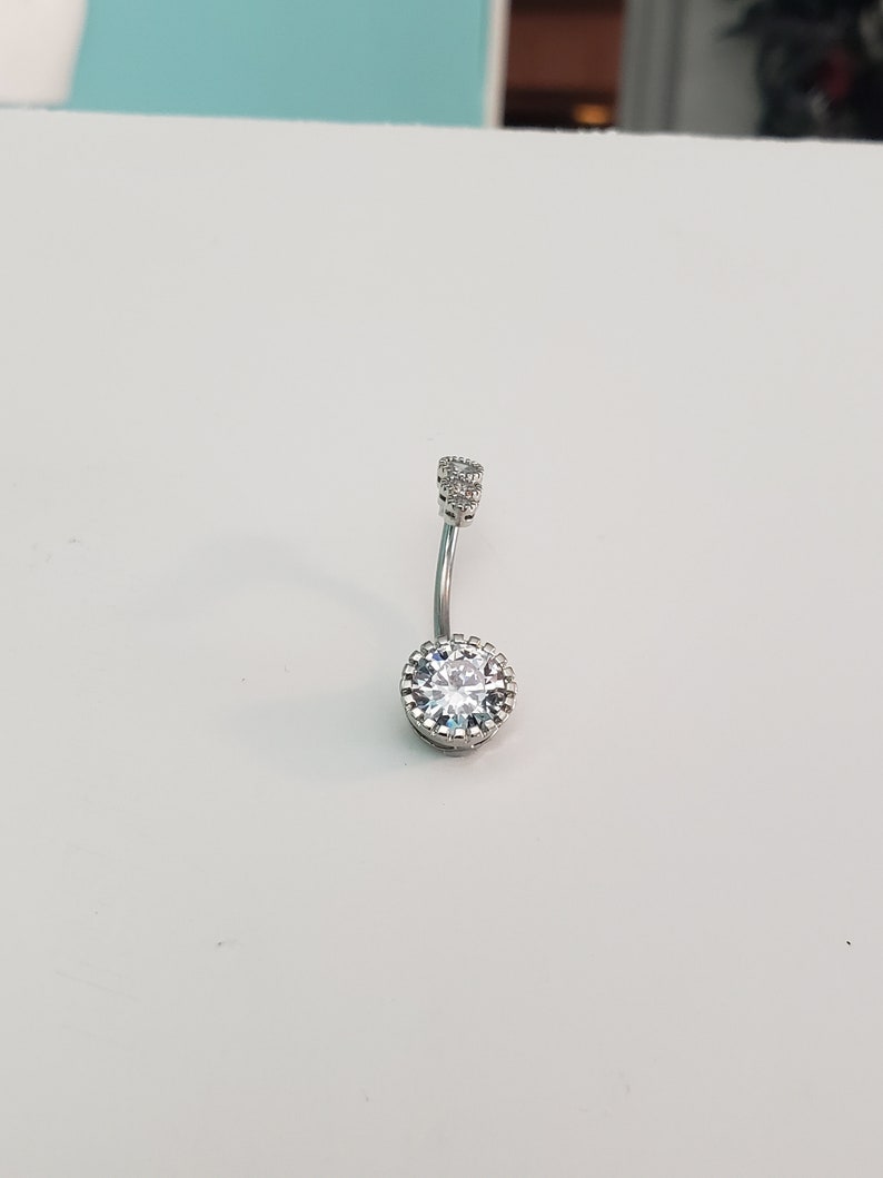 CZ Round Top Drop Heart Belly Button Ring - Etsy