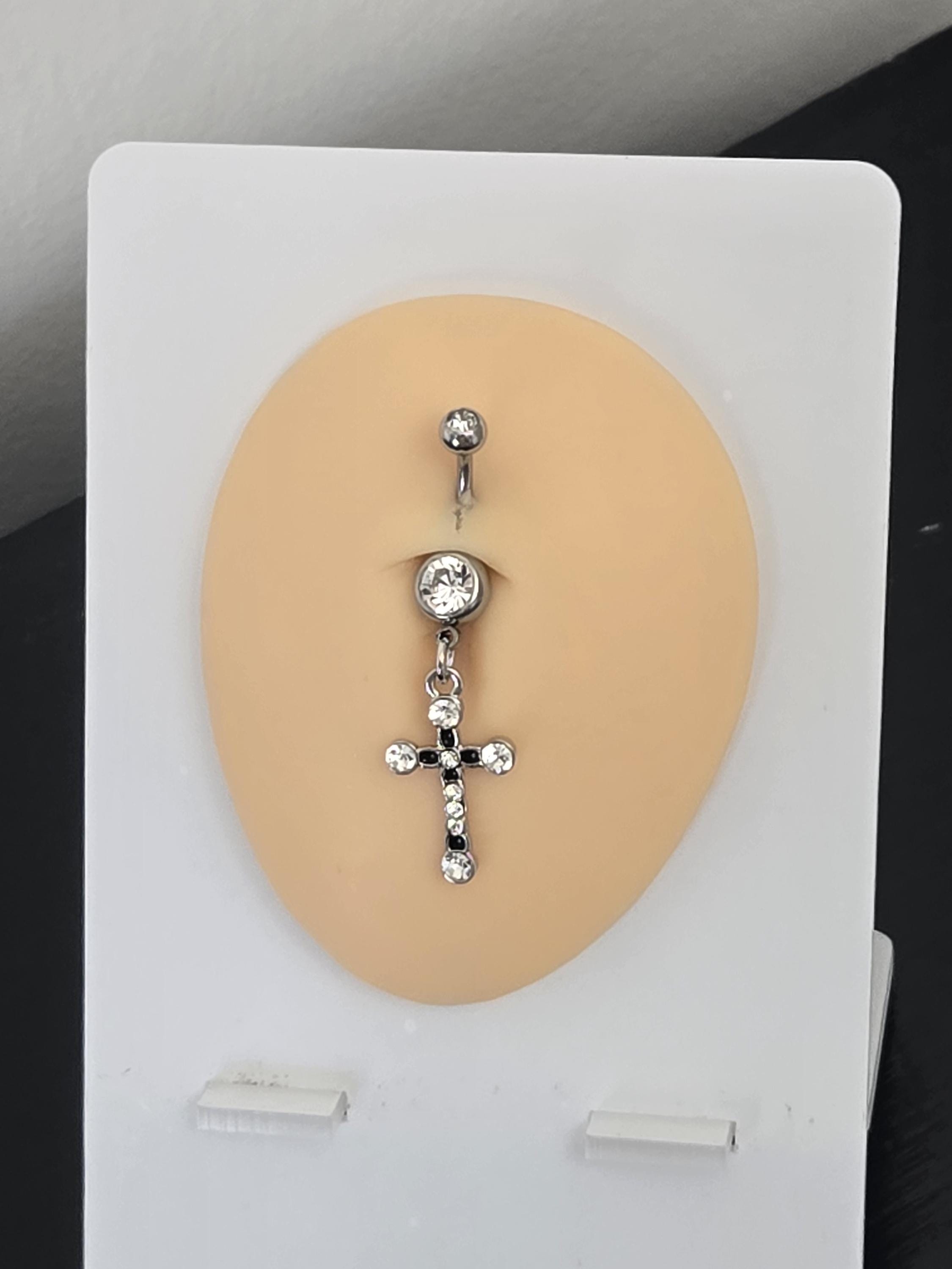 Clear Cross Belly Button Ring - Standard and Plus Size - Etsy