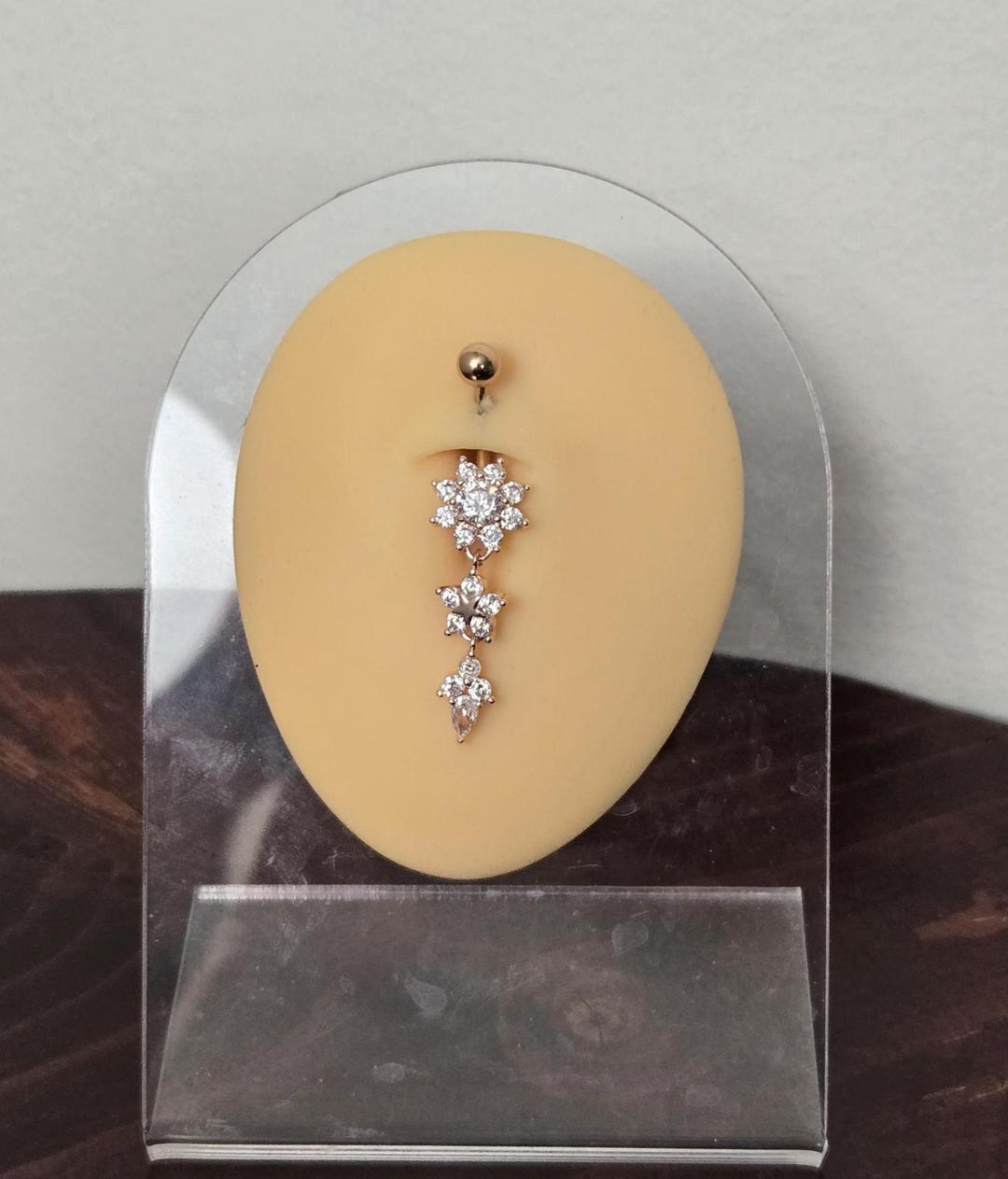 Rose Gold 3 Tier Flower Belly Button Rings - Etsy