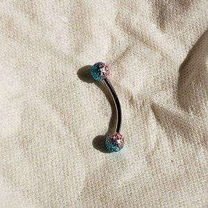Custom Sizes Peach and Blue Stainless Steel Plus Size Belly Button Ring ...