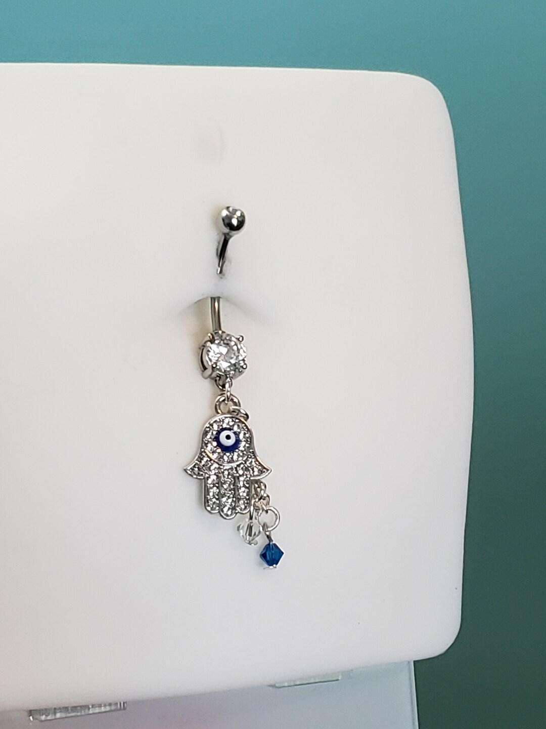 Custom Size Glass Evil Eye Belly Button Ring - Etsy