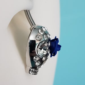 Blue Rose Skull Belly Button Rings Standard Size or Pregnancy - Etsy