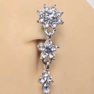 3 Tier Top Flower Dangly Belly Button Rings - Etsy