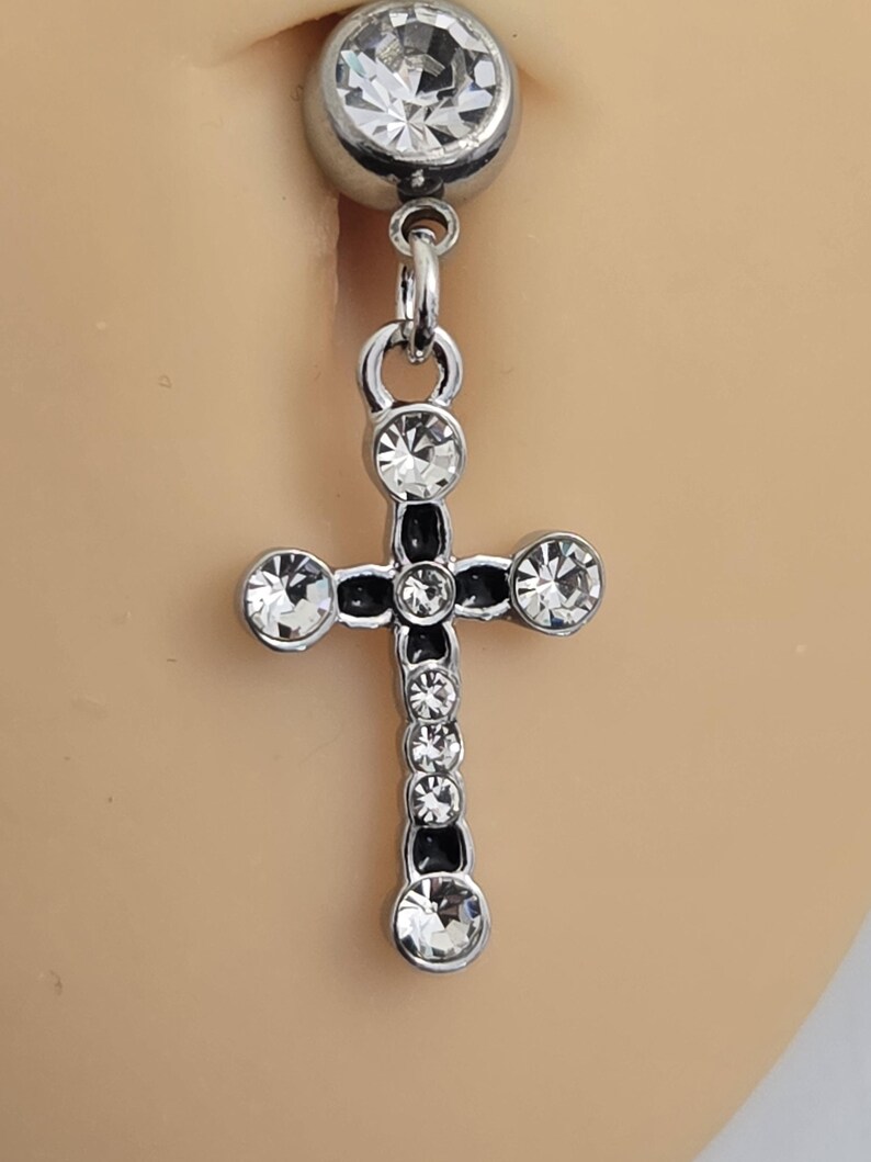 Clear Cross Belly Button Ring - Standard and Plus Size - Etsy