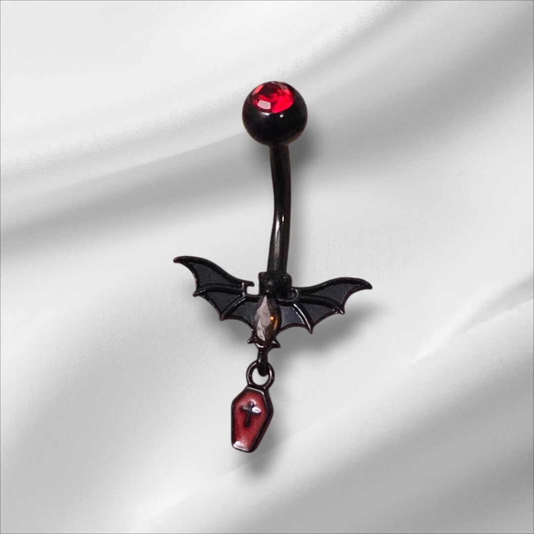 Bat and Coffin Belly Button Ring - Standard and Plus Size Available - Etsy