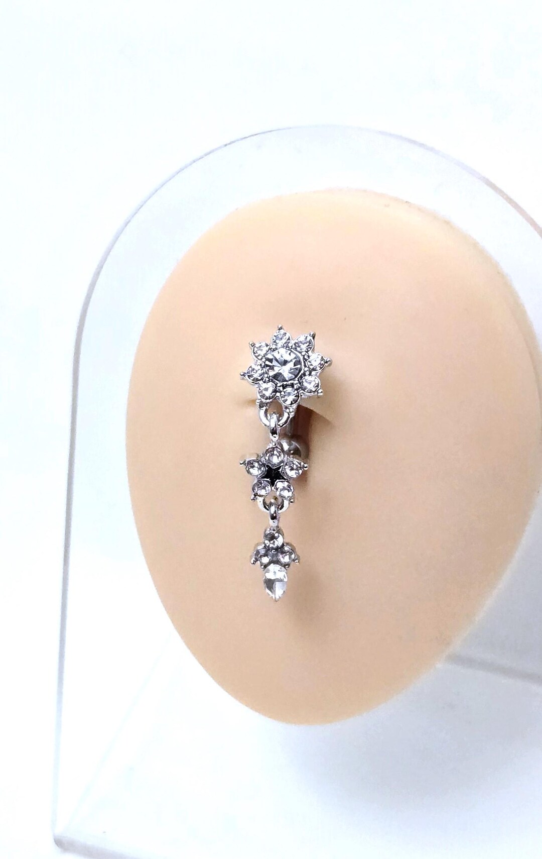 3 Tier Top Flower Dangly Belly Button Rings - Etsy
