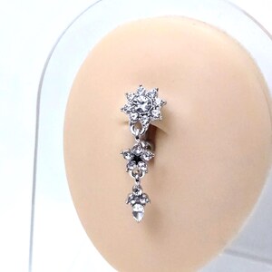 3 Tier Top Flower Dangly Belly Button Rings - Etsy