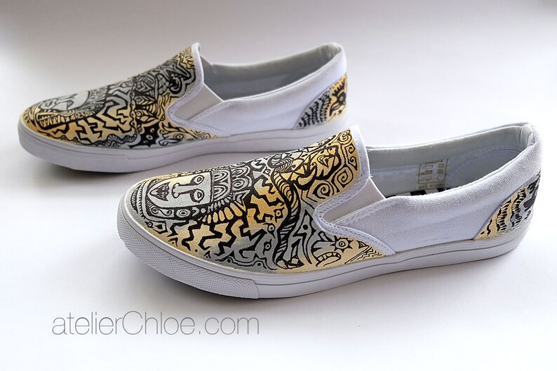 Custom Vans Shoes Painted Tribal Vans Custom Aztec Shoes - Etsy