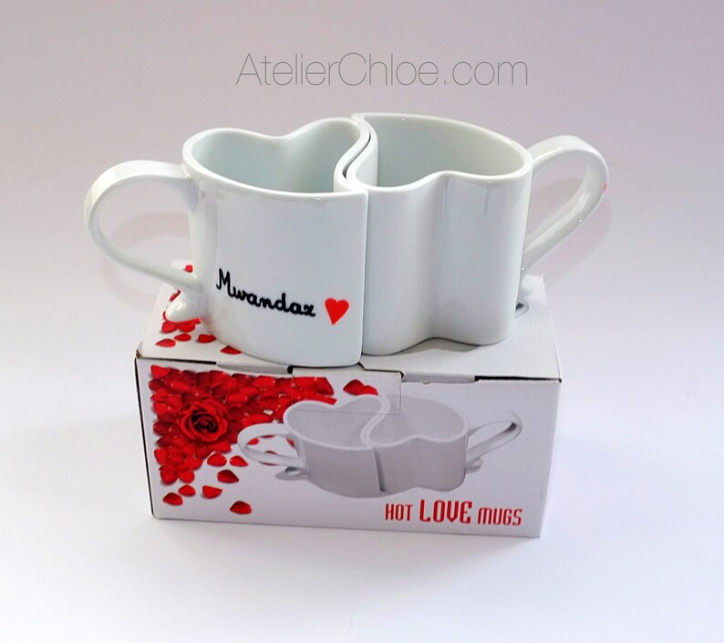 Heart shaped mugs couple coffee cups engagement gift true | Etsy