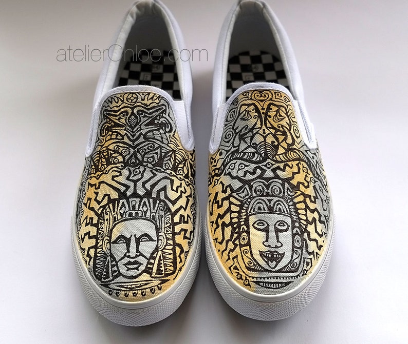 Custom Vans Shoes Painted Tribal Vans Custom Aztec Shoes - Etsy