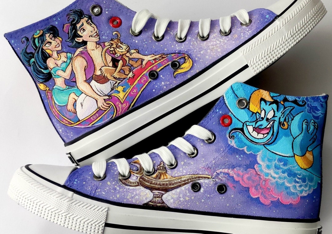 Aladdin Shoes, Disney Shoes, Princess Custom Sneakers, Aladdin and ...