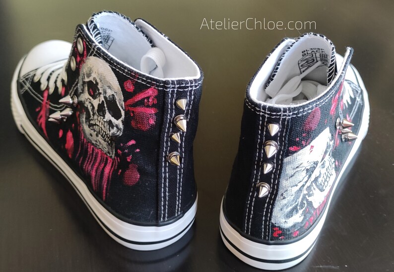 Blood Dripping Skulls Shoes Studded Converse Shoes Spike - Etsy