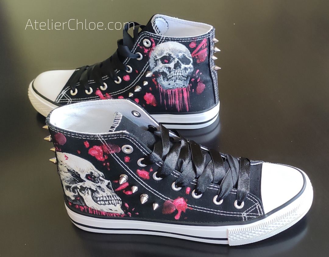 Goth Style Shoes, Rock Shoes, Spike Shoes, Studded Sneakers, Blood ...