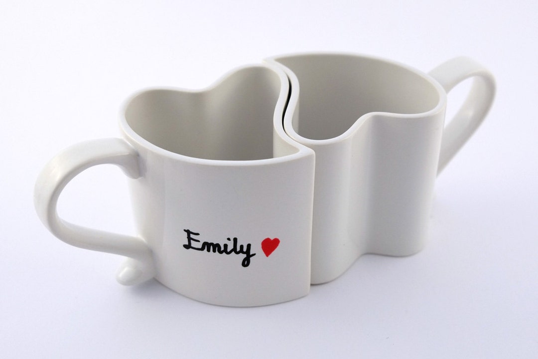Heart Shaped Mugs Couple Coffee Cups Engagement Gift True Love Mugs ...