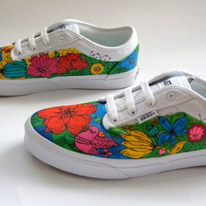 Custom Floral Shoes, Colored Flowers Sneakers, Spring Shoes, Hand ...