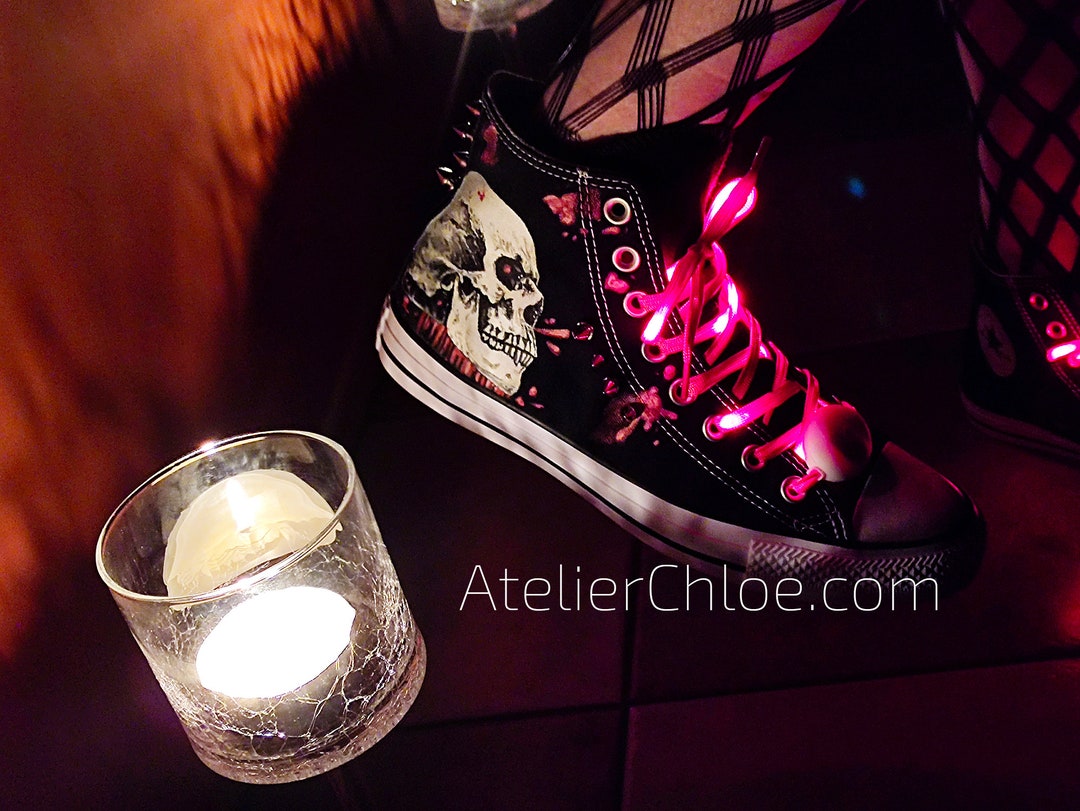 Goth Style Shoes, Bloody Skulls Shoes, Studded Shoes, Spiked Boots, Punk Shoes, Studded Sneakers ...