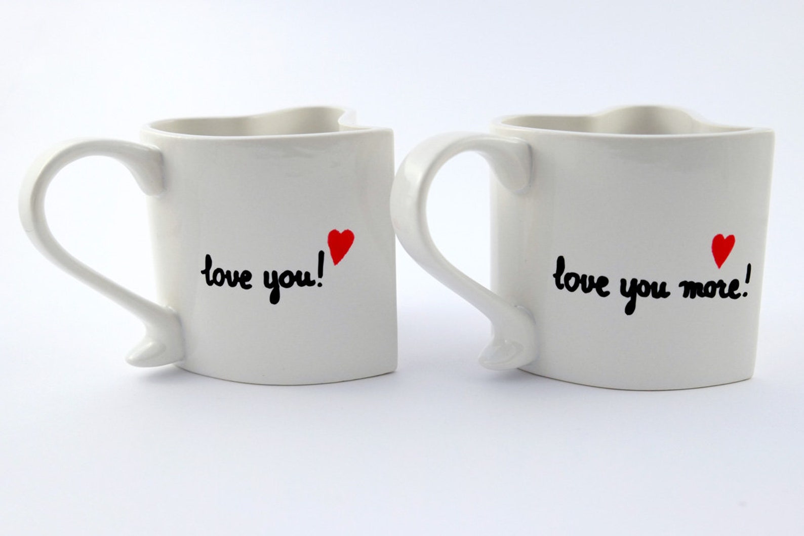 Heart Shaped Cups I Love You I Love You More Mugs Mug for | Etsy