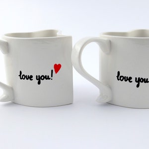 Heart Shaped Cups I Love You I Love You More Mugs Mug for | Etsy