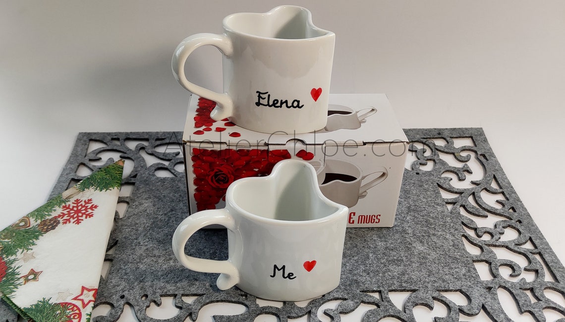 Personalized Love Mugs Couple Mugs Name Mugs Matching Heart | Etsy