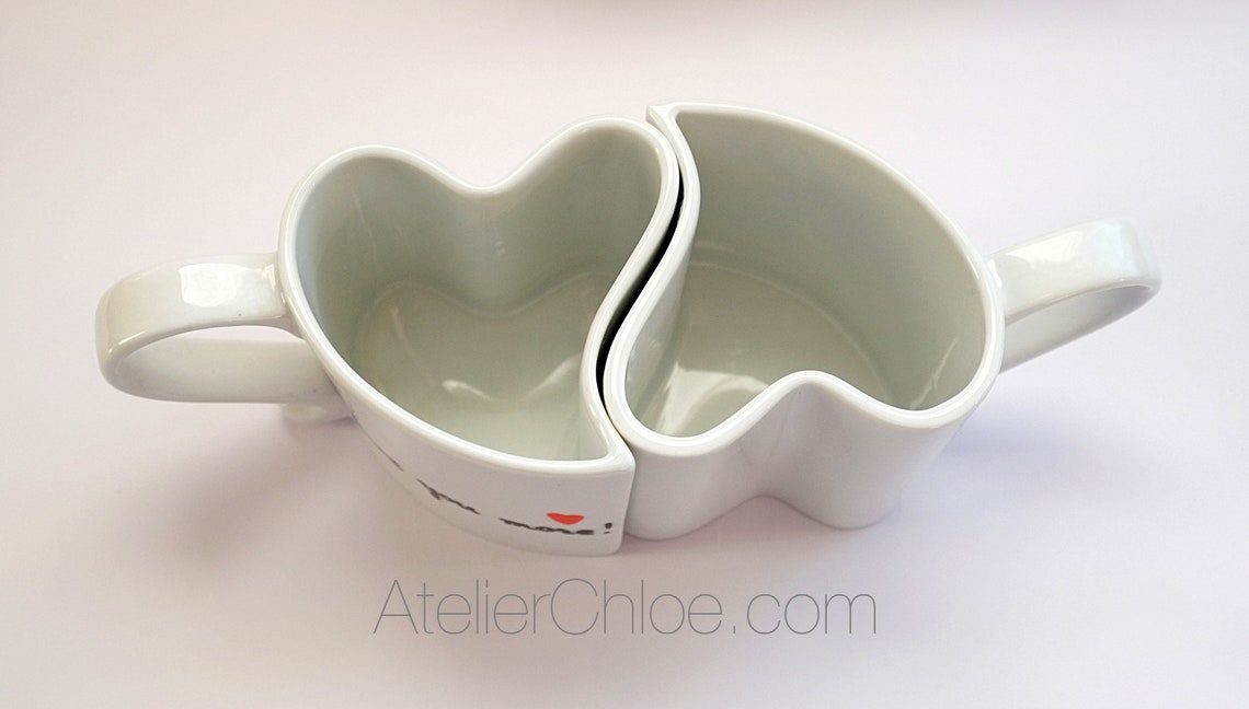 Heart Shaped Mugs Couple Coffee Cups Engagement Gift True Love | Etsy