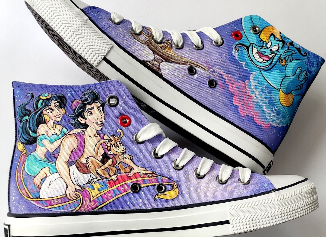 Custom Disney Shoes Aladdin Painted Sneakers Custom Painted Disney ...