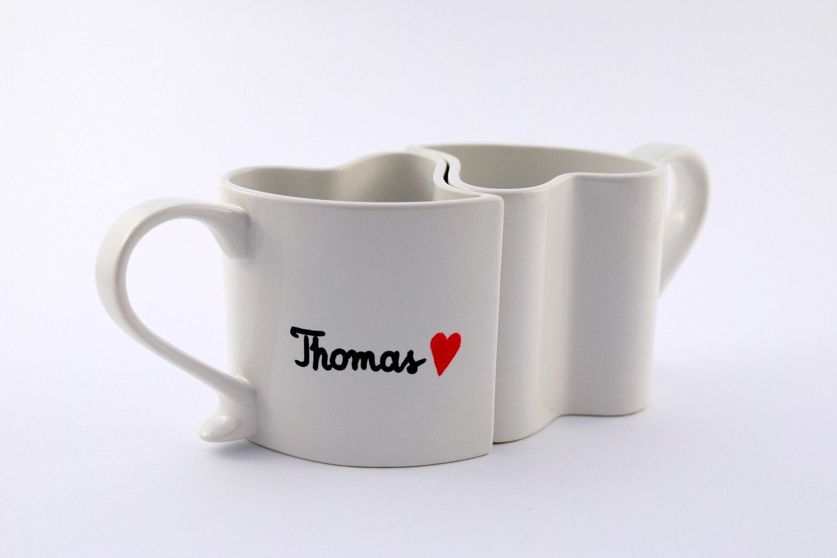 Heart Shaped Mugs Couple Coffee Cups Engagement Gift True Love - Etsy