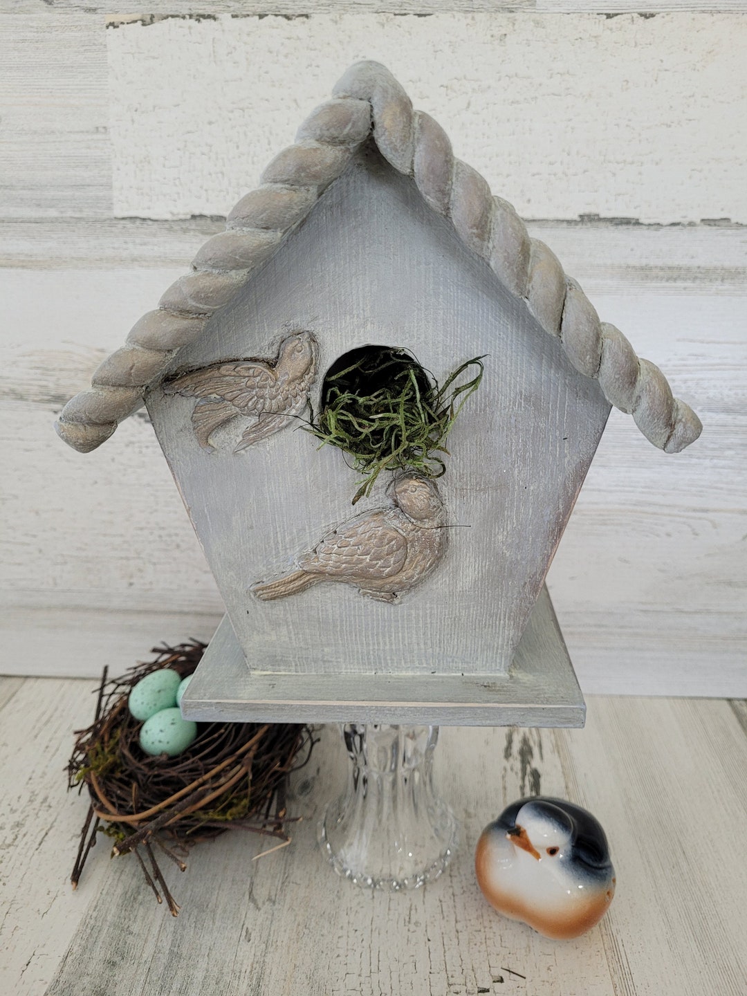DECORATIVE BIRDHOUSE, Country French Decor, Shabby Chic, Cottage Core ...