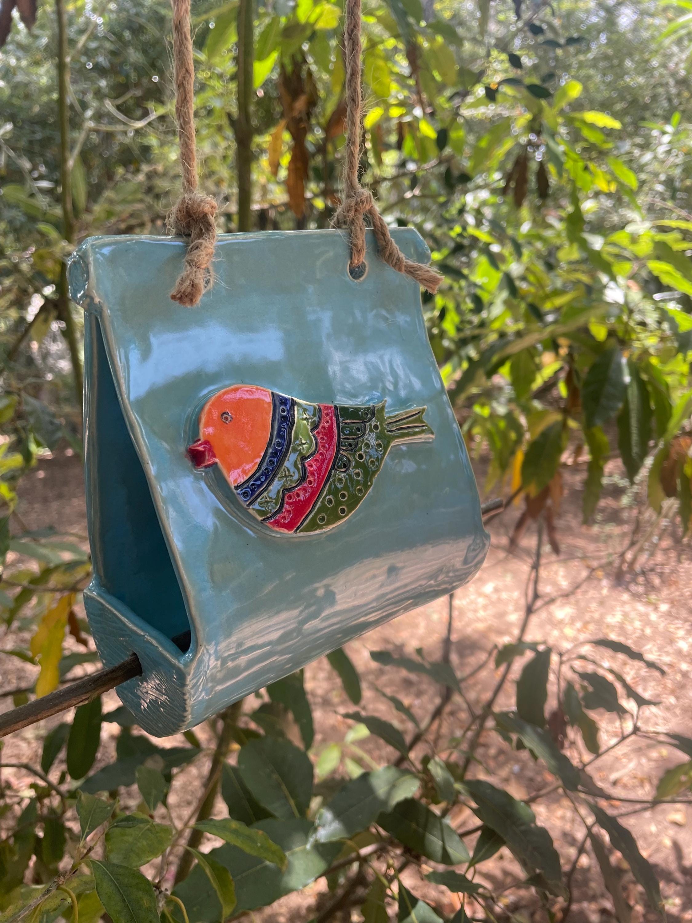 Handcrafted Ceramic Bird Feeder – Colorful Glaze Finish. - Etsy