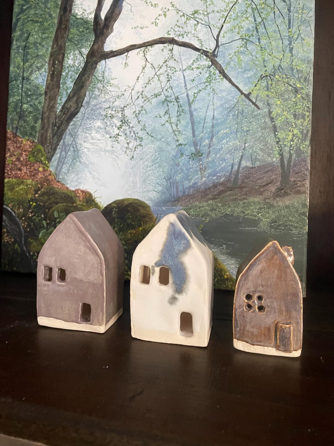 Set of 3 Tiny Ceramic Houses - Etsy