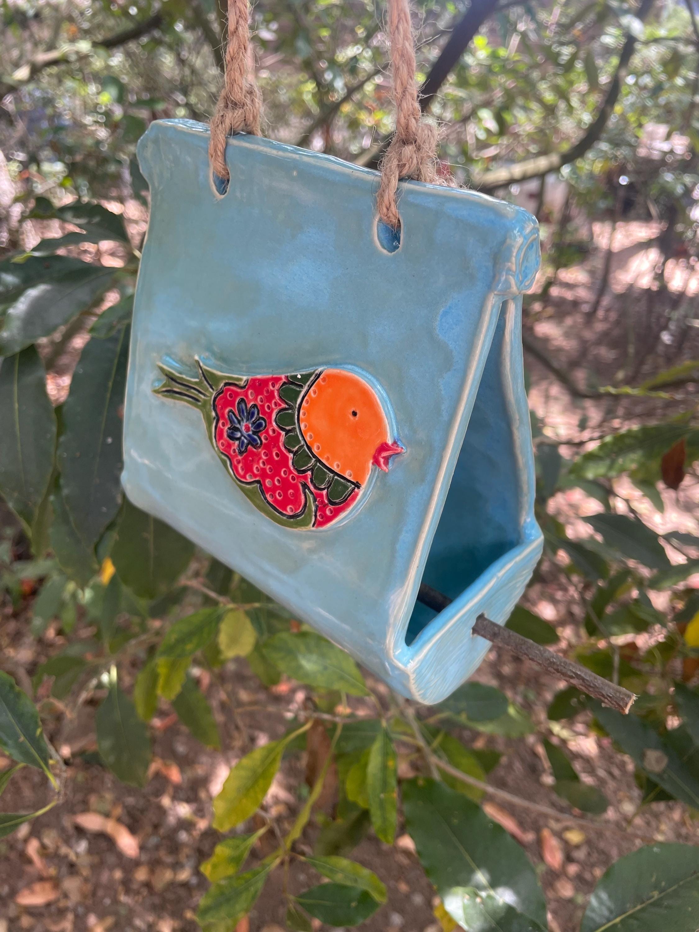 Handcrafted Ceramic Bird Feeder – Colorful Glaze Finish. - Etsy