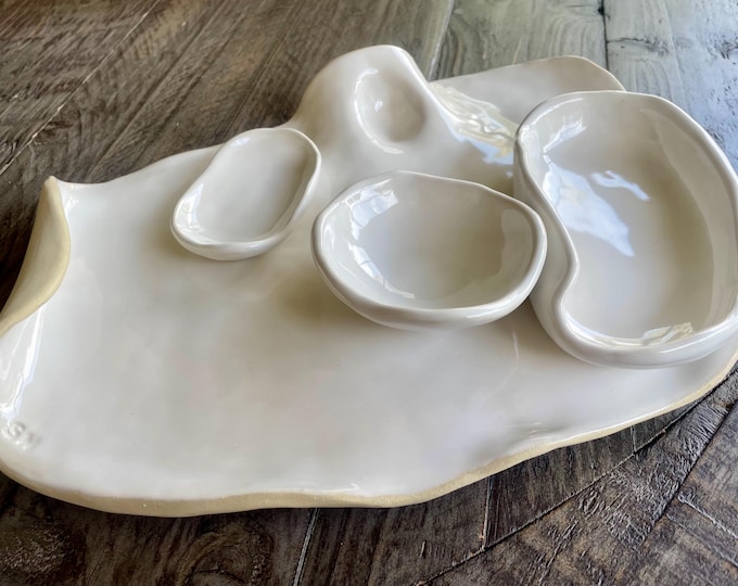 White Ceramic Appetizer Platter - Etsy