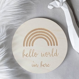 Baby Announcement Rainbow Disc Hello World I'm Here - Etsy