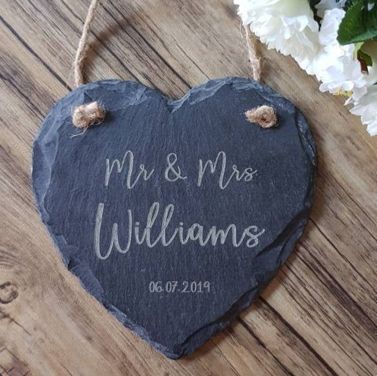 Mr and Mrs PERSONALISED Custom Slate Heart - Wedding Gift for Couples ...
