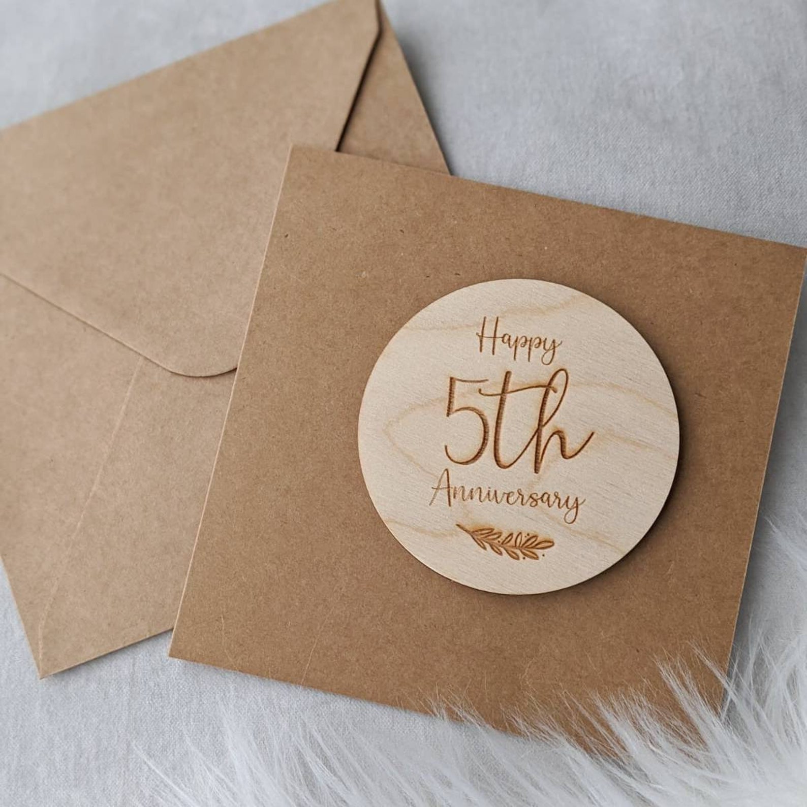 5th Anniversary Card Wood Anniversary card Wooden | Etsy