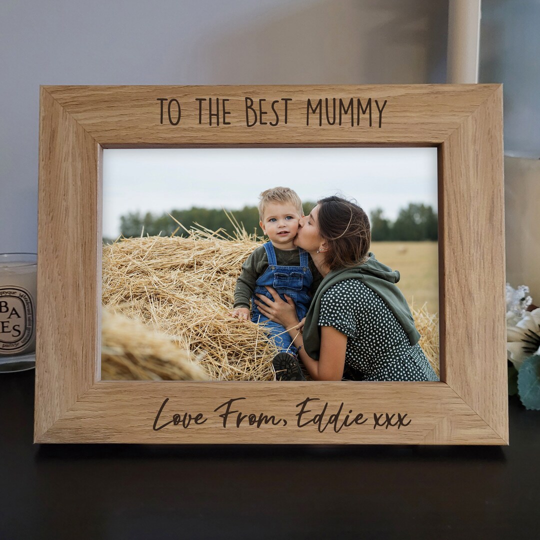 Personalised Best Mummy Photo Frame- Engraved Wooden Photo Frame ...