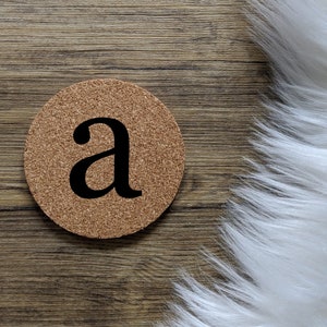 Personalised Alphabet Coaster - Cork Initial Coaster - Custom Coaster ...