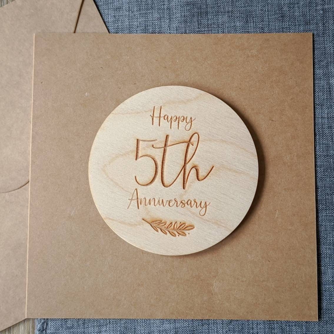 5th Anniversary Card Wood Anniversary card Wooden | Etsy