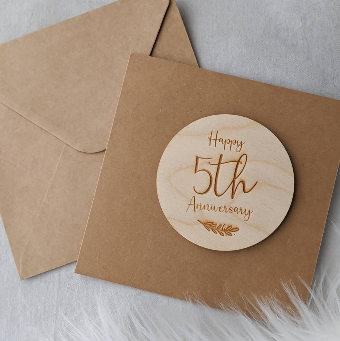 5th Anniversary Card Wood Anniversary card Wooden | Etsy