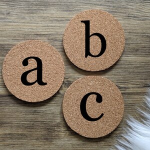 Personalised Alphabet Coaster - Cork Initial Coaster - Custom Coaster ...
