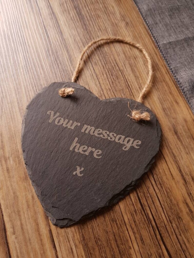 Personalised Laser Engraved Heart Shaped Slate Sign Custom - Etsy UK