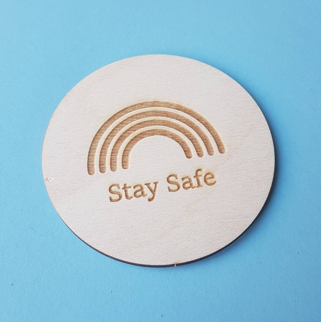 Stay Safe Rainbow Coaster | Wooden Engraved Gift | Thoughtful Gift - Etsy