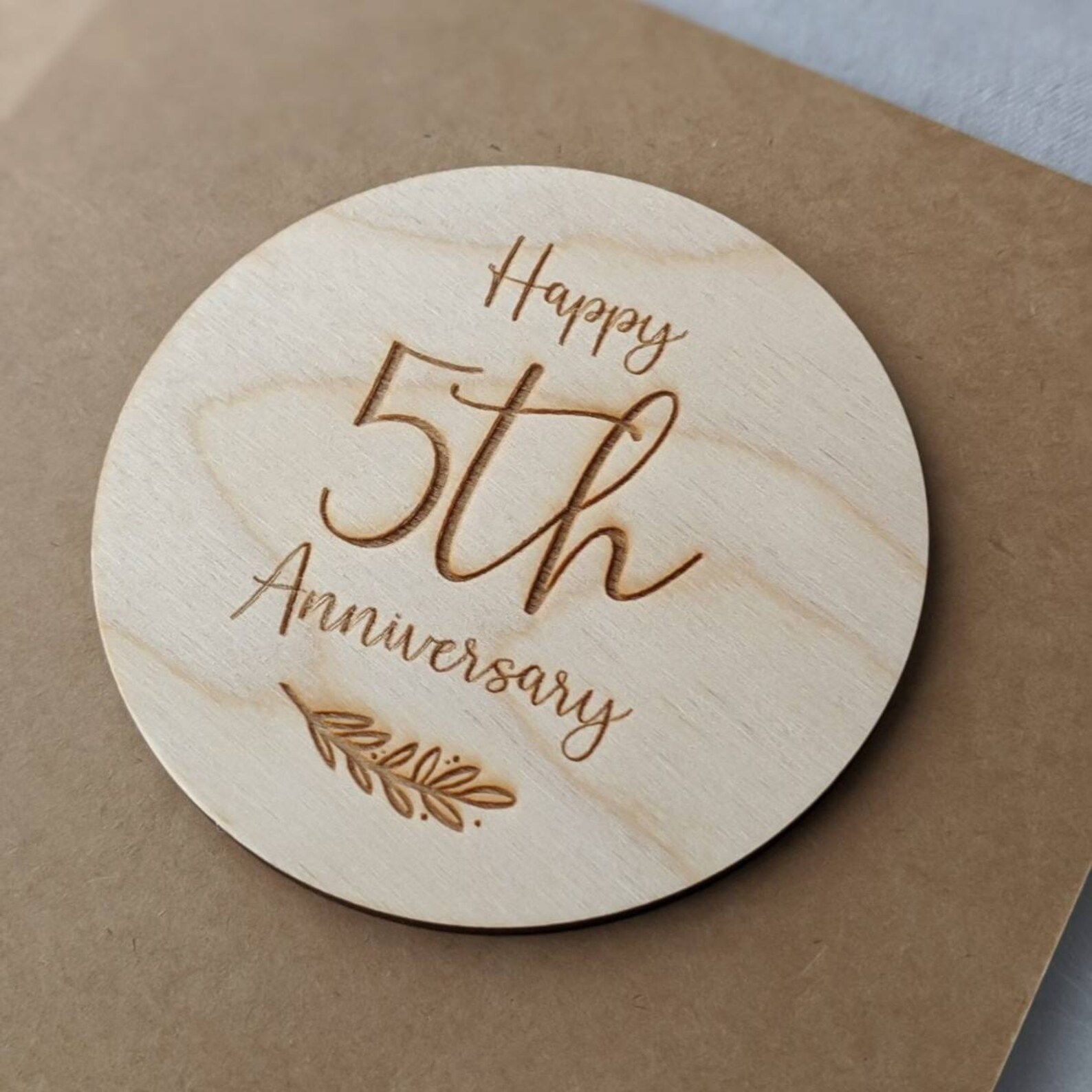 5th Anniversary Card Wood Anniversary card Wooden | Etsy